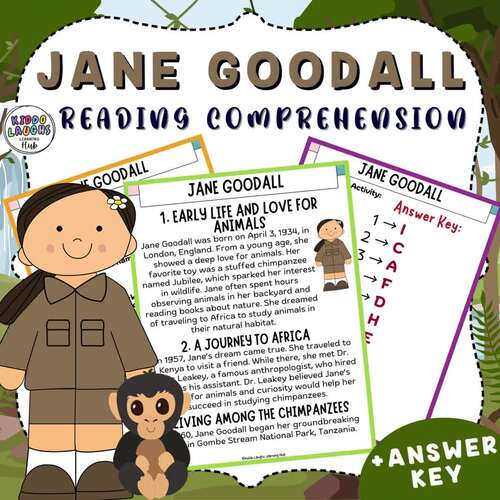 Jane Goodall Biography Reading Comprehension Activities | Women’s ...