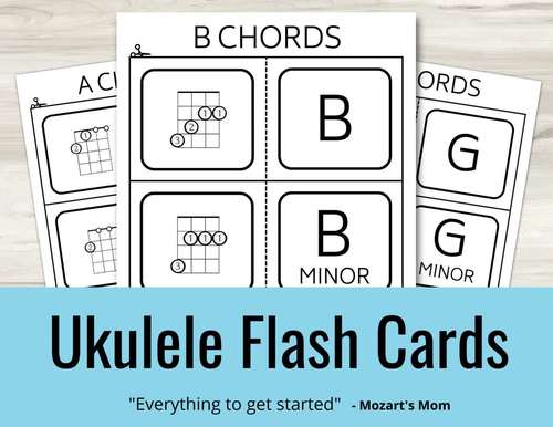 Ukulele Chord Flash Cards Uke Flash Cards Printable Instant Download