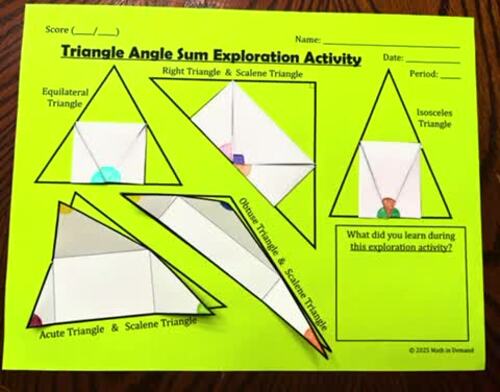 Triangle Angle Sum Theorem Exploration Activity by Math in Demand