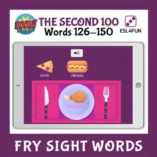 Boom Cards- Fry Sight Words-The Second 100 (Words 126-150) by ESL4FUN