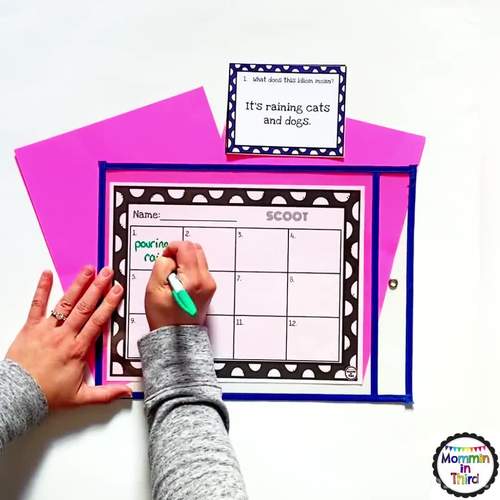 Figurative Language Game - Idiom SCOOT Task Cards - Whole Group Activity