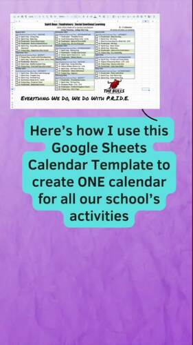 Annual Calendar of School Activities, Google Sheets Template, PTA, ASB ...