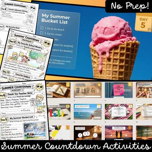 Summer Countdown Activities Classroom Slides Worksheets Posters End of ...