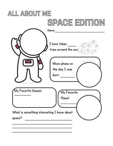All About Me (SPACE ACTIVITY) by Sanvilla Science | TPT