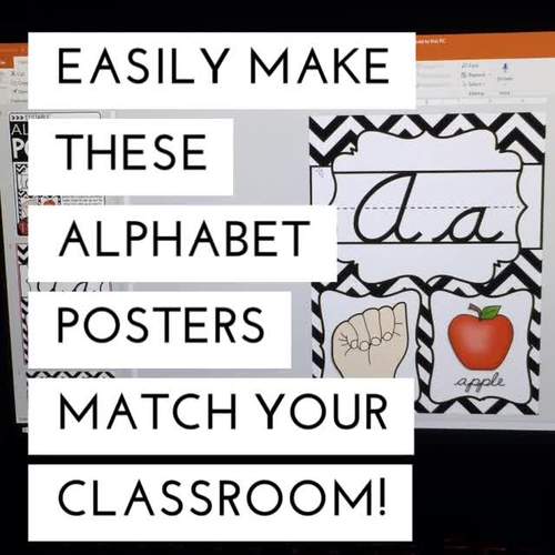 EDITABLE CURSIVE Alphabet Posters with American Sign Language {Chevron}