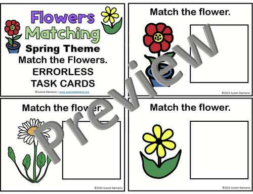 Matching Flowers Errorless Task Cards- Special Education- Autism