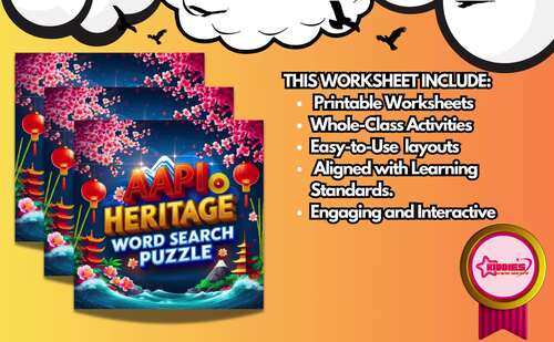 AAPI Asian Pacific American Heritage Word Search Activities 3rd,4th,5th ...