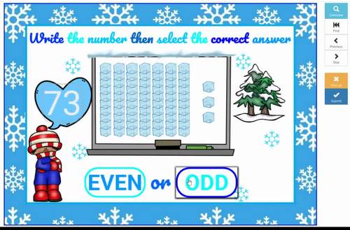 Place Value Games Odd or Even Numbers up to 100 Winter Math Boom Cards ...