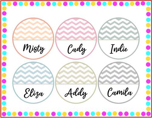 Printable Chevron Student Name Tags, Boho Nametags, Door Display Tags