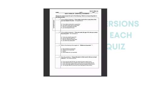 Conditionals & Beginning Proofs - 2 quizzes, 2 rev & 5 tests | TPT