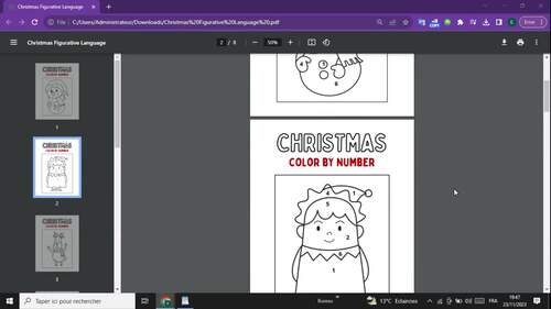 Figurative Language Christmas Color by Number | Winter coloring pages