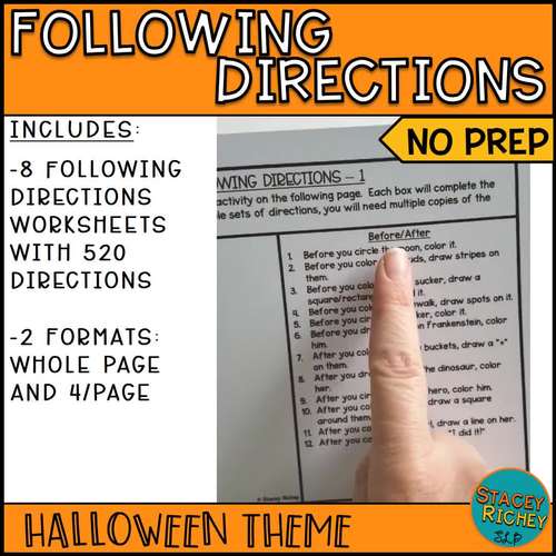 NO PREP Halloween Speech Therapy Following Directions Scenes | TpT