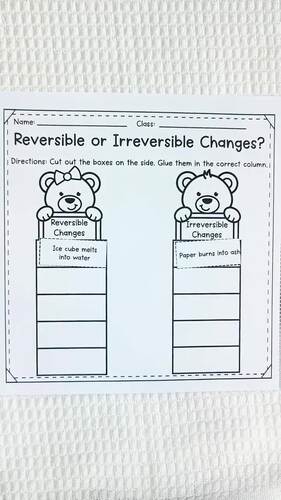 Reversible and Irreversible Changes – Cut and Paste Sorting Activity