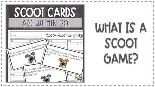 Add Within 20 Scoot Game | Word Problems Task Cards by Almost Friday