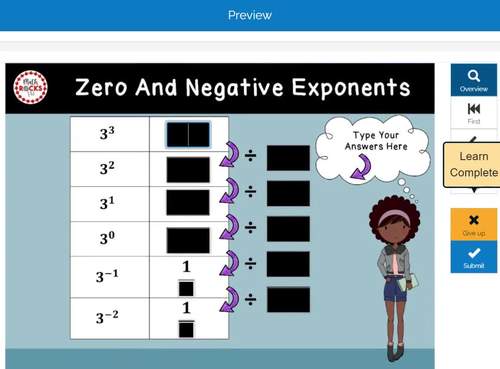 Simplifying Zero And Negative Exponents Digital Boom Cards™ | Law Of ...