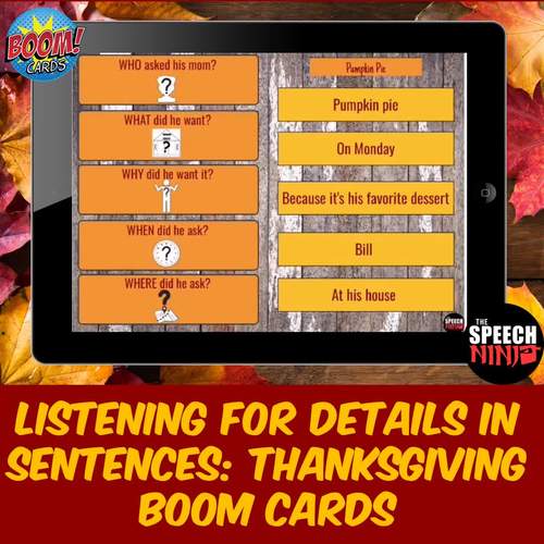 Listening for Details in Sentences Thanksgiving Boom Cards by The ...