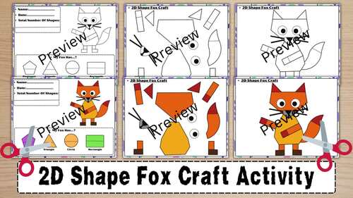 2D Shape Fox Craft | Geometry & Winter Art Project For preschool, 1 ...
