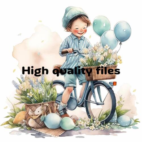 Easter boy watercolor clipart,teachers and parents,art by Like to play