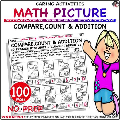 Counting compare addition within 10 with pictures Solve Set - Summer ...