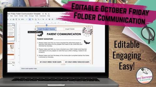 October Friday Folder Parent Communication Templates & Calendar | TPT
