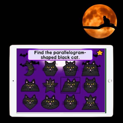 Find the parallelogram with audio | Halloween shapes BOOM CARDS | TPT