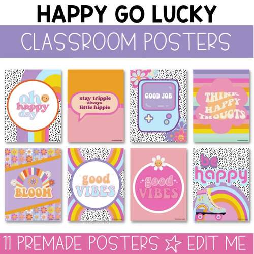 Groovy Classroom Decor Posters / Editable Retro Classroom Decor / Happy ...
