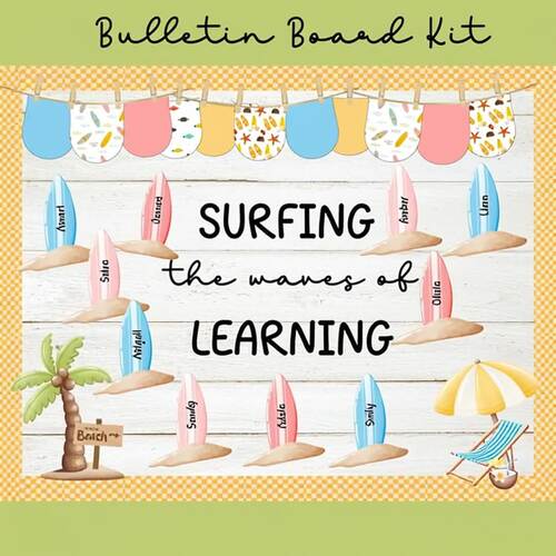 Surfboard Bulletin Board Kit | Summer Back to School Classroom Decor
