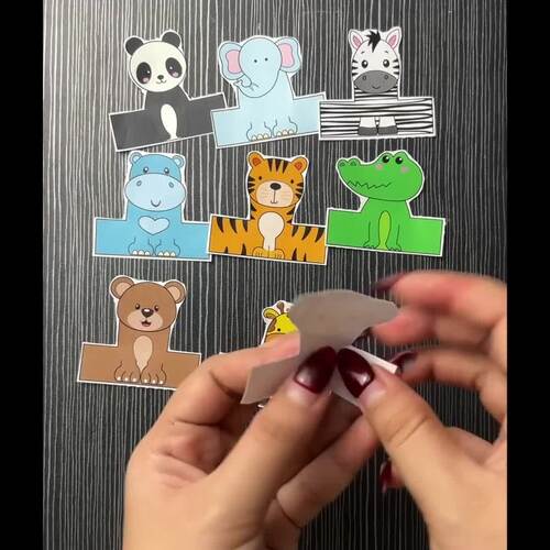 Finger Puppet Animals Papercraft | Cut and Paste Craft | Color & Black ...