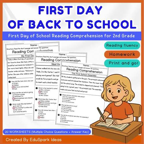 First Day of Back to School Activities 2nd Grade Reading Comprehension ...
