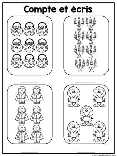 French Halloween Math Activities by Sprinkle it with French | TPT