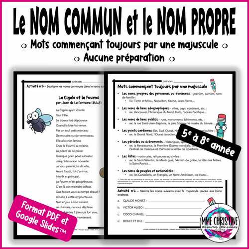 Le nom commun et le nom propre I Activités et quiz I French Grammar