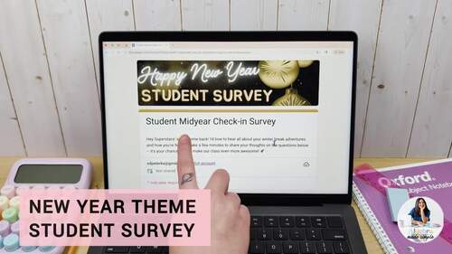 New Year Theme Student Survey Midyear Checkin Editable in Google Form