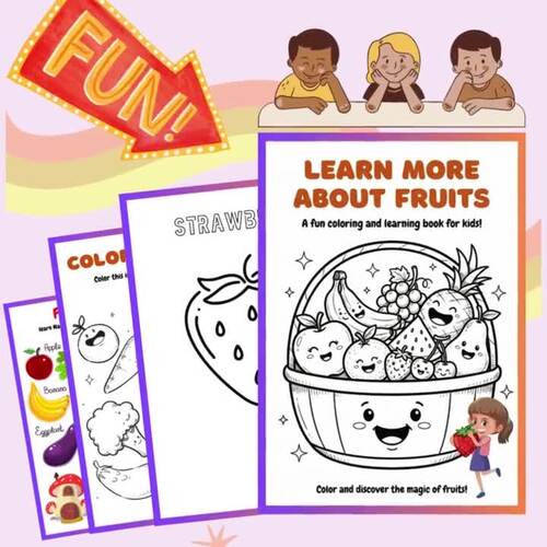 Fruits Activity Pack – Coloring, Vocabulary & Matching Worksheets
