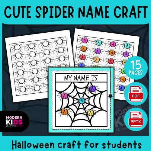 Spider Name Activity Craft - Halloween Craft for Students | TPT