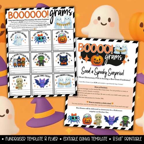 Halloween Boo Gram Fundraiser Flyer Template, Fall Candy Grams ...