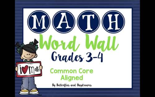Math Word Wall {Grades 3-4} FULL SIZE PAGES | TPT