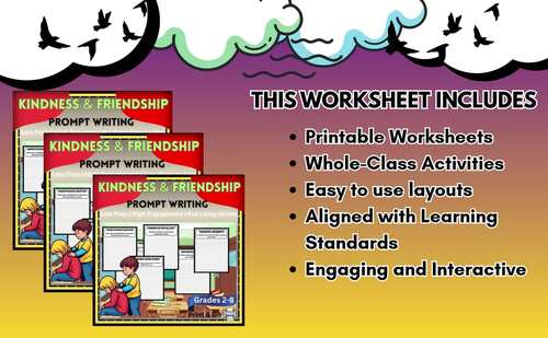 Kindness & Friendship Writing Prompts:20 Pages of Engaging, Grade 2–8 ...