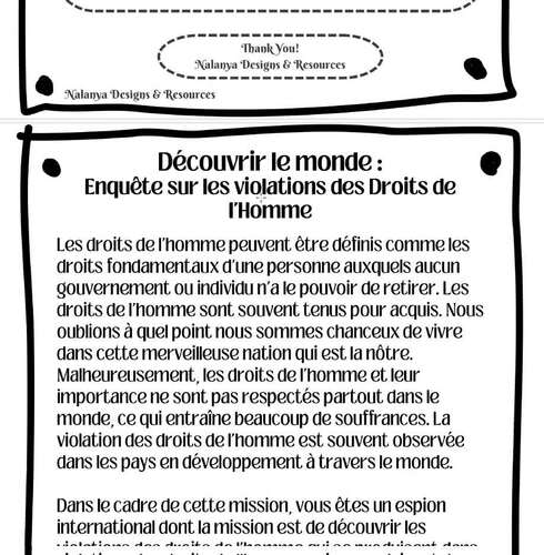 Découvrir le monde- Enquête sur les Violations des Droits de l`Homme