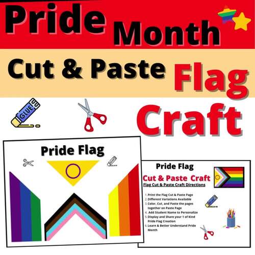 Pride Month Craft Flag Cut and Paste Coloring Rainbow by IncredibleDesigns