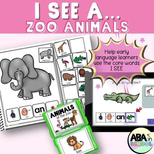 AAC Core Vocabulary Activities See ZOO ANIMALS Adaptive books special ...