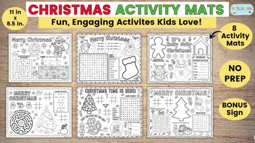 Christmas Activity Mats, Holiday Placemats, No-Prep Party Activity ...