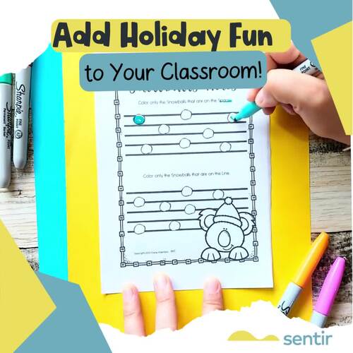 Winter & Christmas Music Worksheets – Piano Keys, Treble & Bass Clef Note