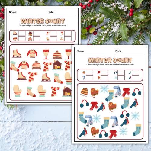 Winter Counting Worksheet | Winter Math Activities by Focus Keys Teaching