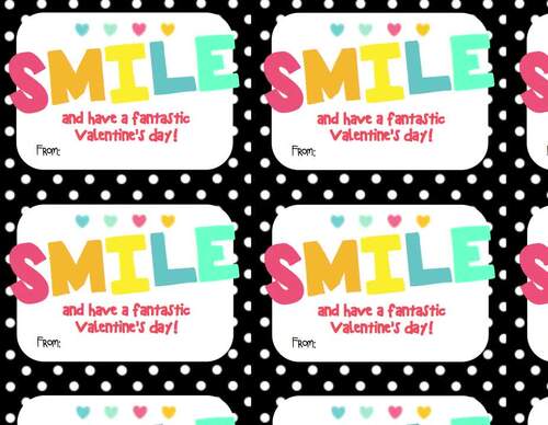 Smile Valentine's Day Gift Tag- Smile and have a fantastic Valentine's Day!
