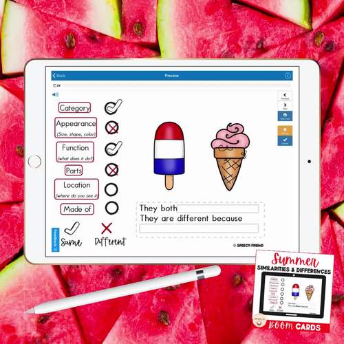 Summer Similarities and Differences Boom Cards by Speech Friend | TPT
