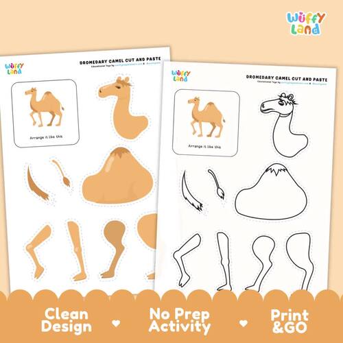Dromedary Camel Cut and Paste Craft | Camel Coloring Page Desert Animal ...