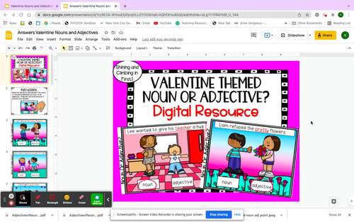 Adjective or Noun? - Valentine Themed - Digital Resource | TpT