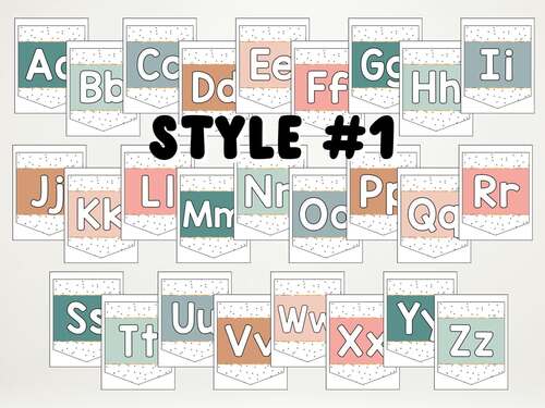 Calm Colors Neutral Alphabet Bunting Spearhead Style | Printable Alphabet