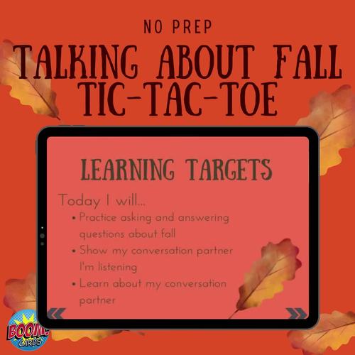 Talking About Fall Tic-Tac-Toe -- Boom Cards by Social Work Studio
