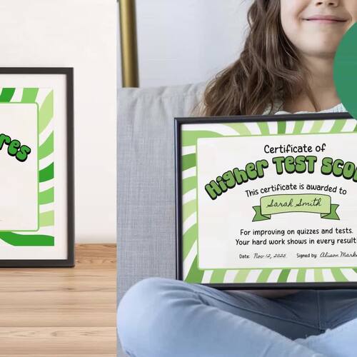 Higher Test Scores Certificate of Achievement | Student Recognition Awards